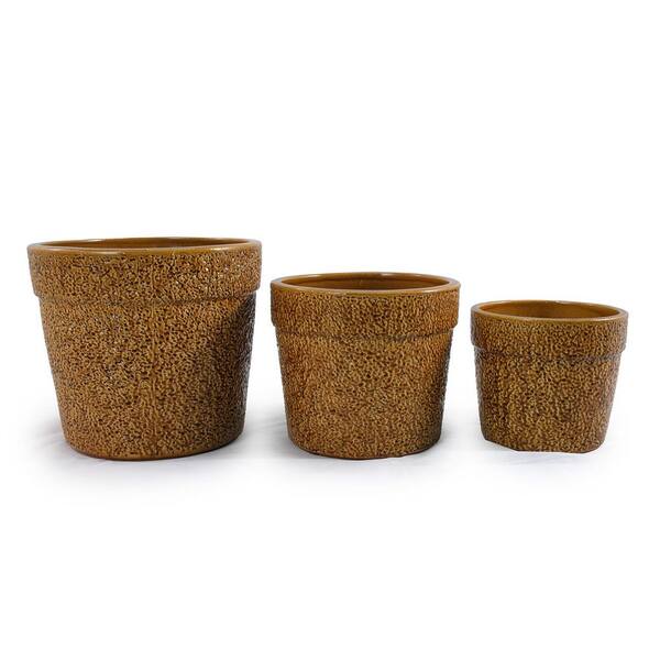 Cesicia Antique Yellow Ceramic Planter Set (3-Pack) DECRFLOPOT3 - The ...