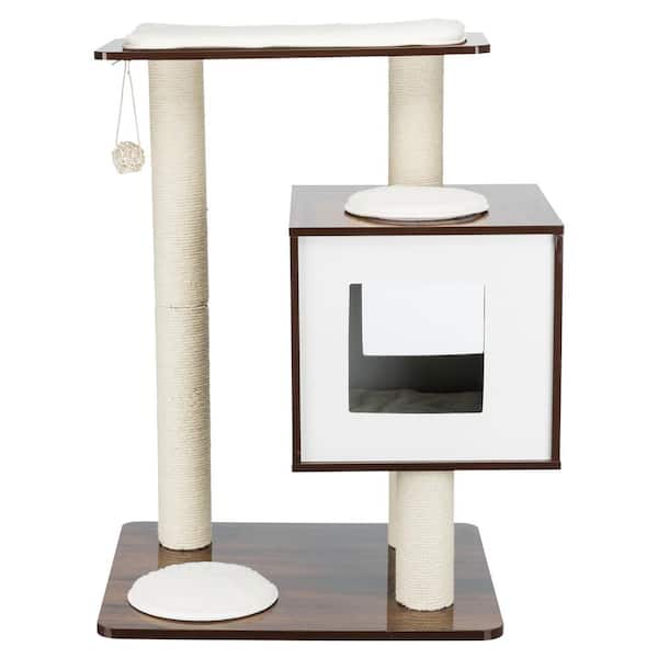 TRIXIE Brown/White Inola Wooden Scratching Post 44563 - The Home Depot