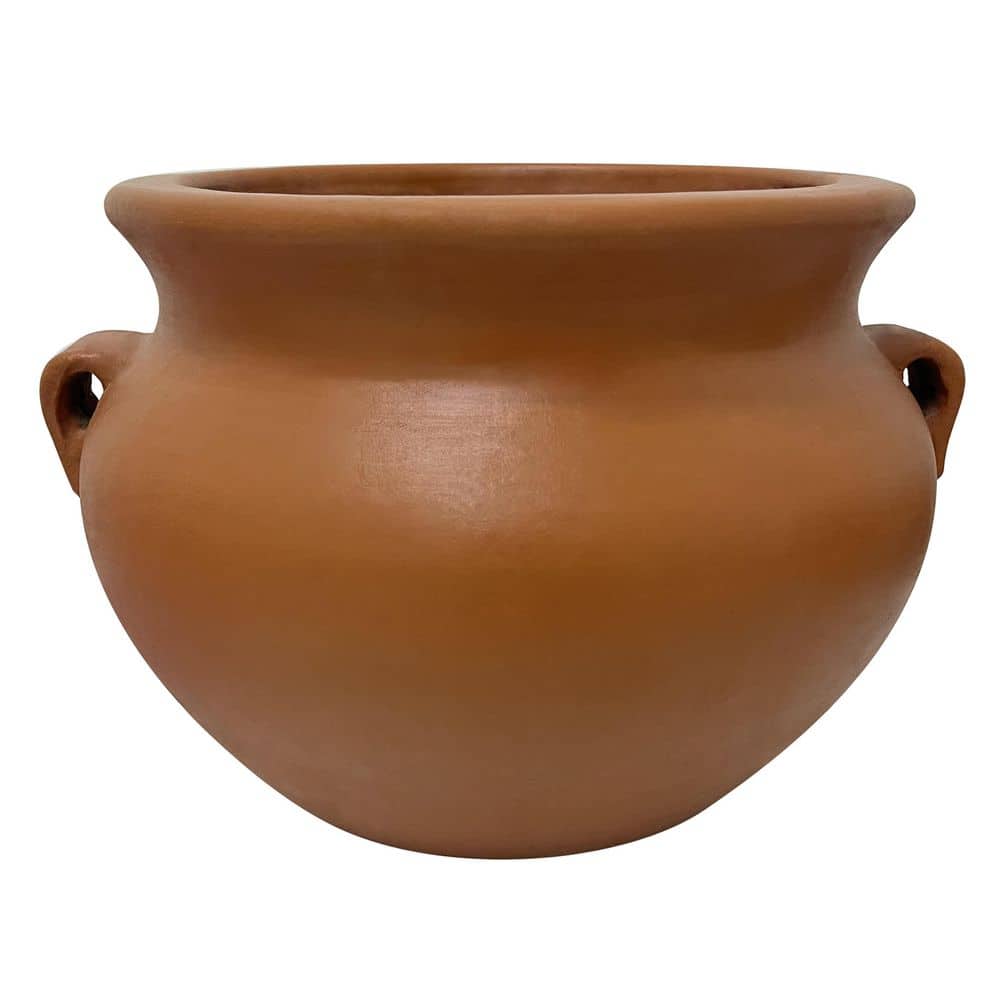PRIVATE BRAND UNBRANDED 14 in. Terracotta Smooth Handle Clay Pot RCT ...