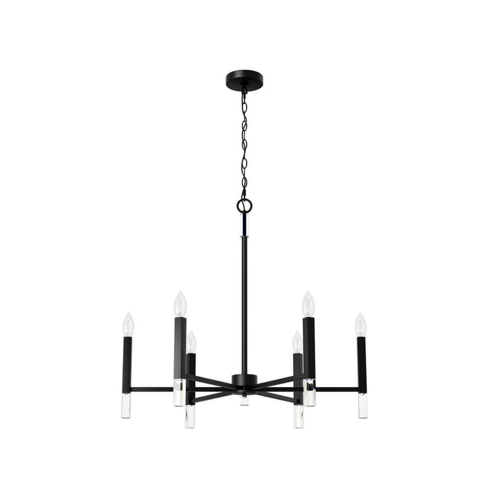 Hunter Sunjai 6-Light Matte Black Candle Chandelier for Dining Rooms ...