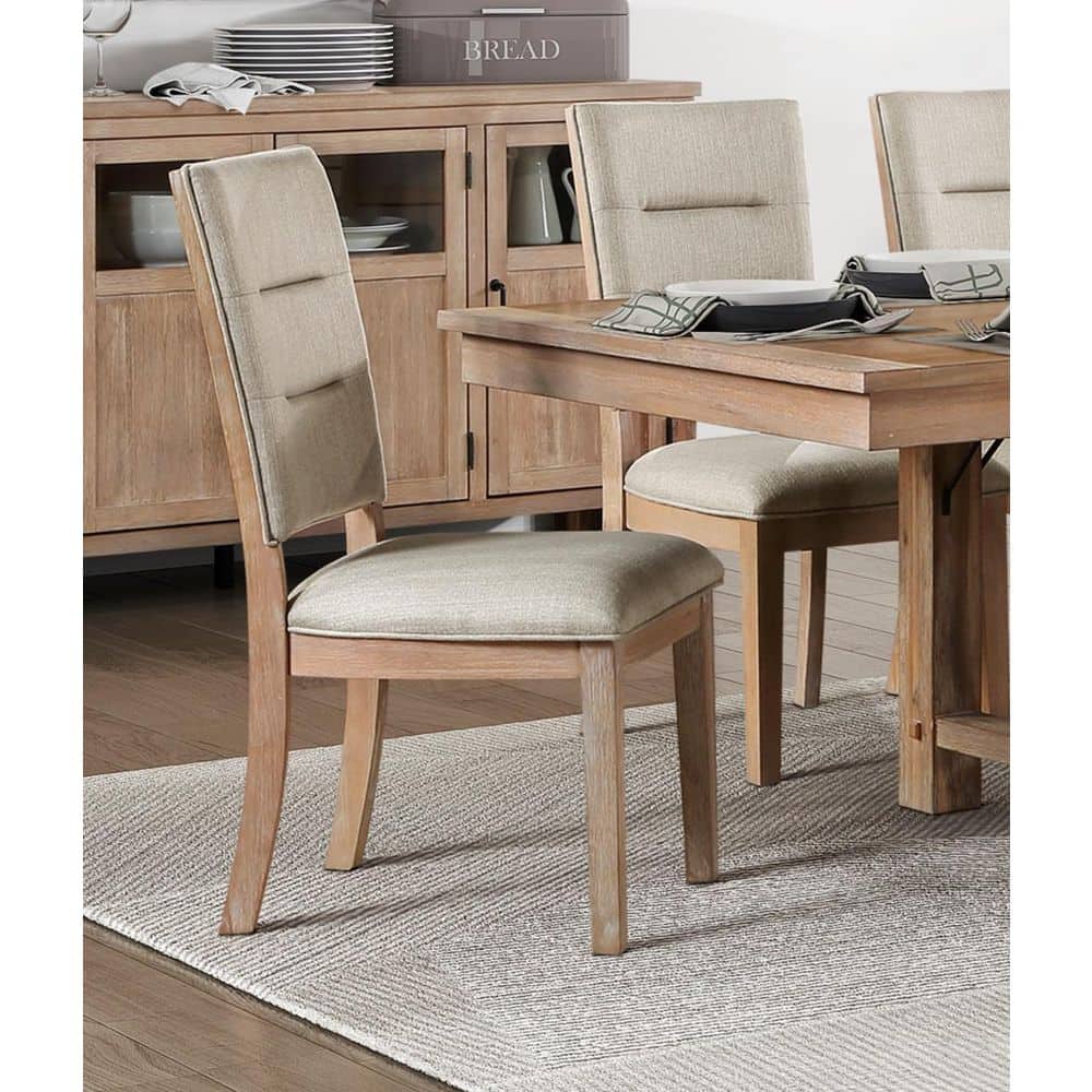 Noble House Jason Mid-Century Modern Rustic Light Oak + Beige Fabric ...