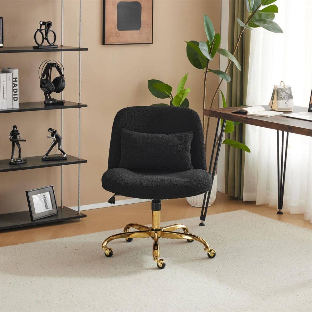 Karl home Tufted Teddy Velvet Fabric Adjustable Height Swivel Task ...