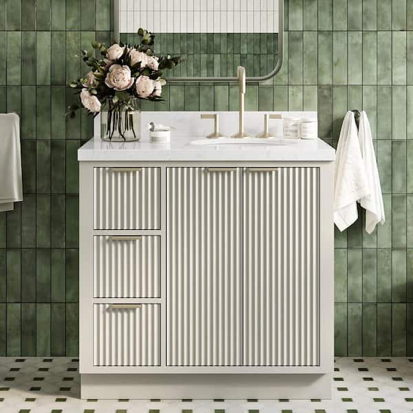 Reviews for ARIEL Milan 36 in. Single Sink Freestanding Bathroom Vanity ...