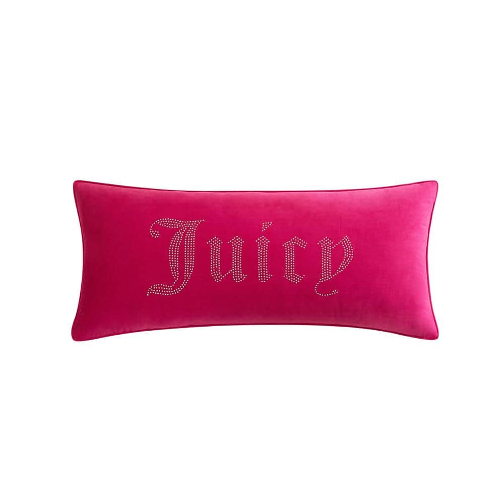 JUICY COUTURE Silver Rhinestone Hot Pink 16 in. x 36 in. Throw Pillow ...