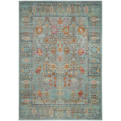 SAFAVIEH Valencia Steel Blue 4 ft. x 6 ft. Border Area Rug VAL108S-4 ...