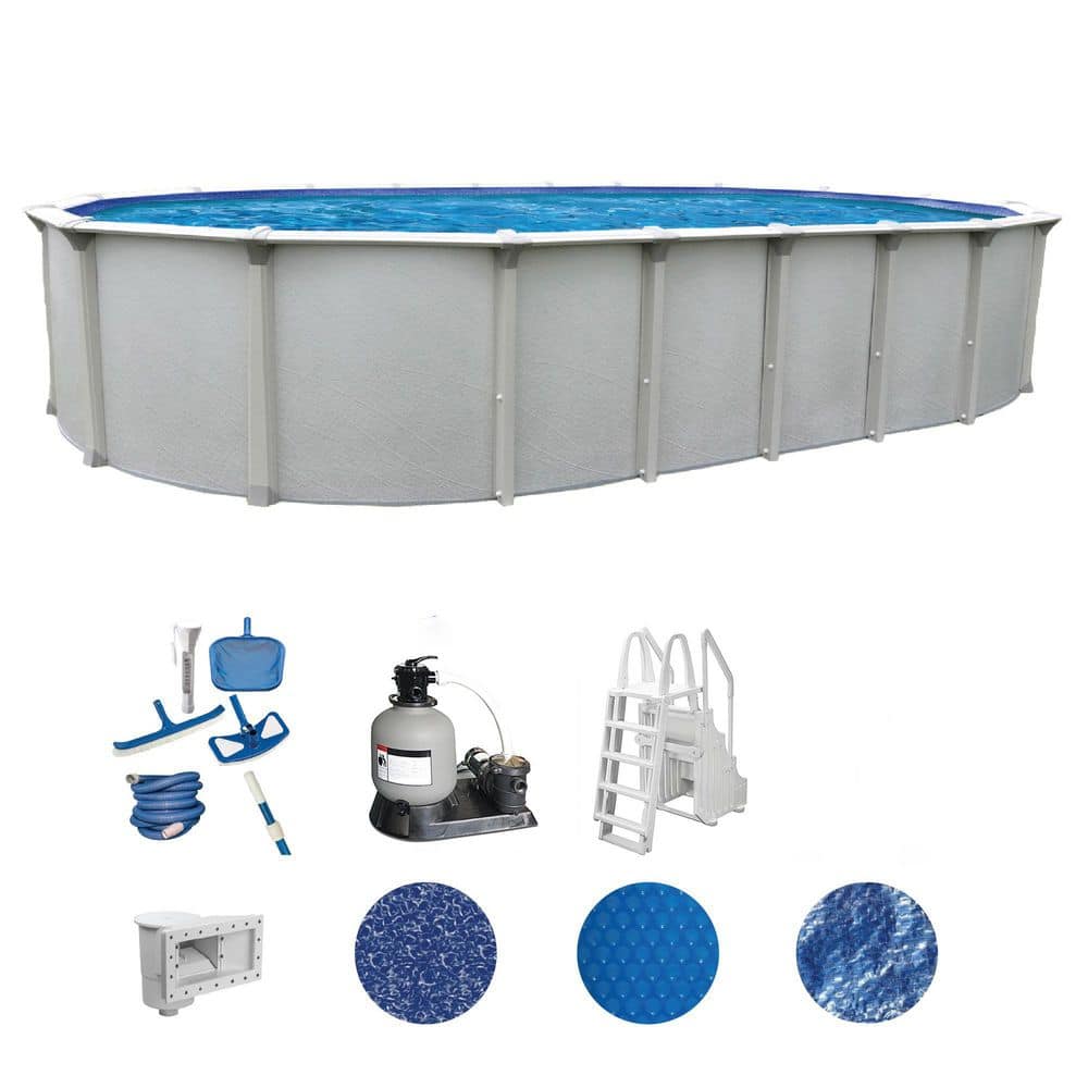 AQUARIAN Huntington 18 ft. x 33 ft. Oval 54 in. Deep Above Ground Hard ...