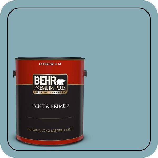 BEHR PREMIUM PLUS 1 gal. #S450-4 Crashing Waves Flat Exterior Paint ...