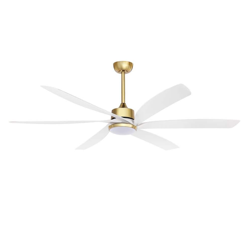 MLiAN 64 in. Indoor Gold/White Color Changing LED Ceiling Fan with ...