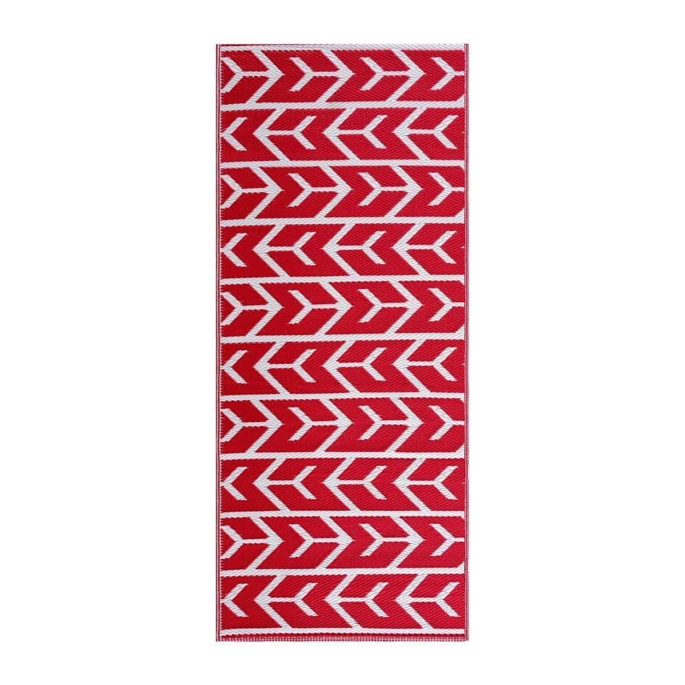 PLAYA RUG Amsterdam Red White 2 ft. 3 in. x 6 ft. Reversible Recycled ...