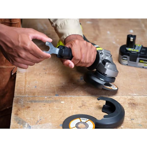 RYOBI ONE+ HP 18V Brushless Cordless 4-1/2 in. Angle Grinder (Tool Only ...