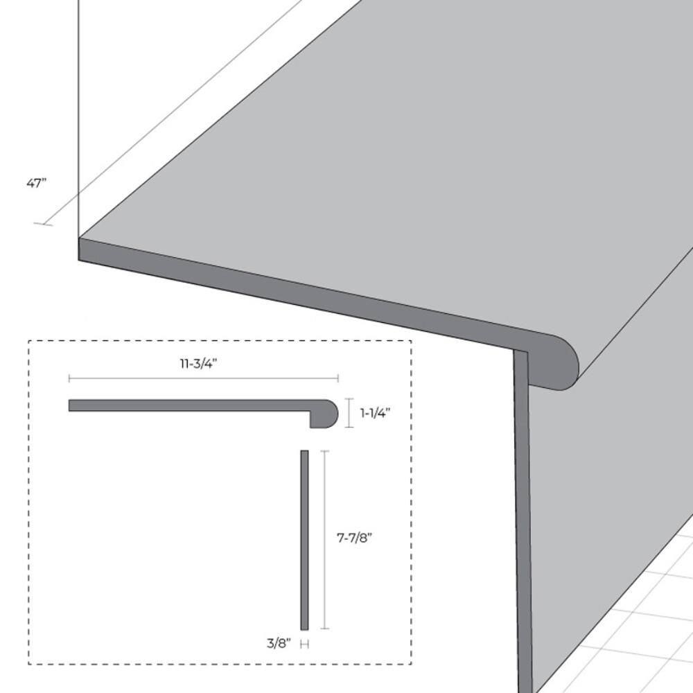 Flooret Arista 7" Opera Stair Tread 11.8 in. x 47 in. and Riser 7.9 in ...