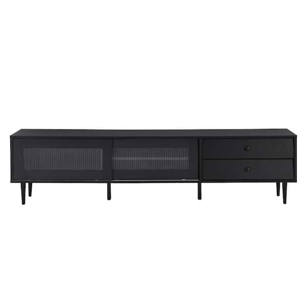 Polibi Black Elegant TV Stand, Media Console Fits TV's up to 75 in ...