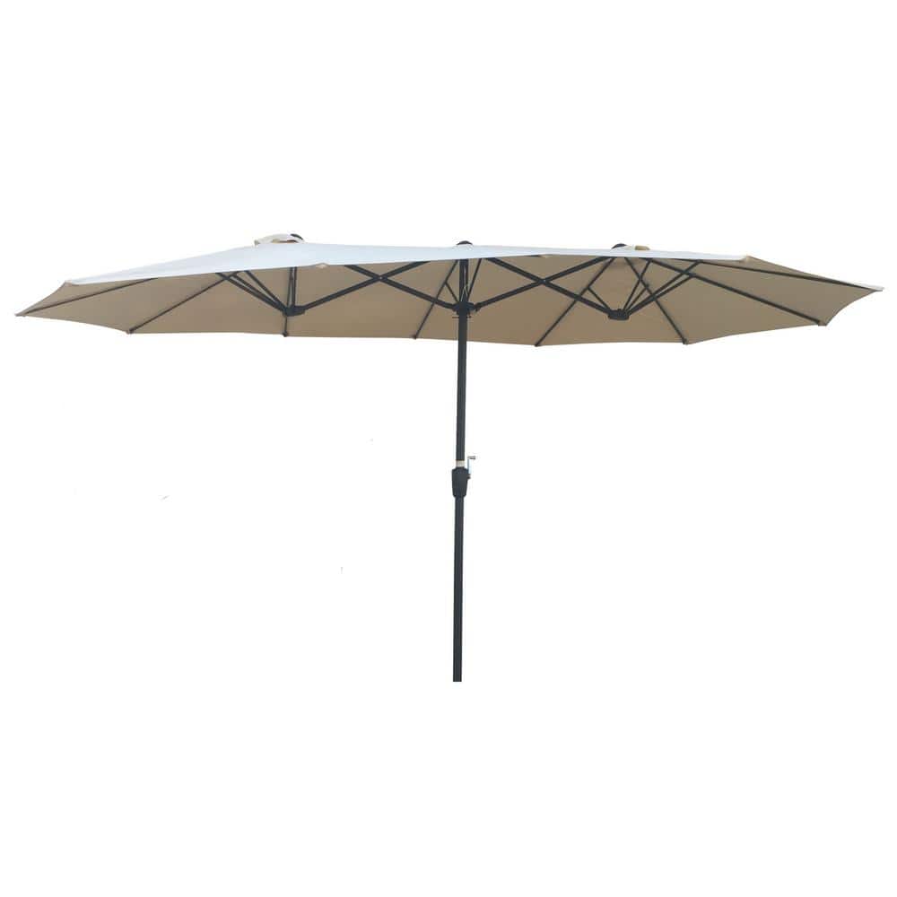 Tidoin 9 ft. x 15 ft. Steel Market Tilt Patio Umbrella in Tan Umbrella ...