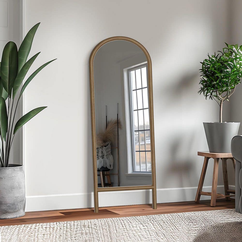 Lumioca Brown 21 in. W x 64 in. H Arched Solid Wood Ladder Full Length ...