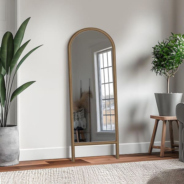 Lumioca Brown 21 in. W x 64 in. H Arched Solid Wood Ladder Full Length ...