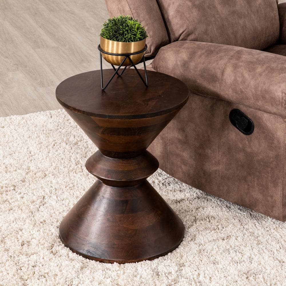 PRIMO INTERNATIONAL Orrick 18 in. Brown Round Wood Pedestal Side End ...