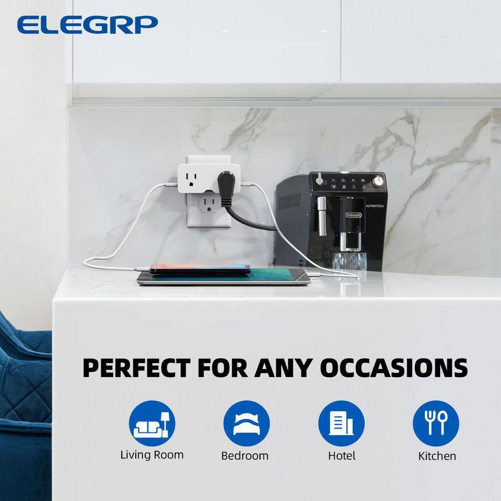 Buy 3 Prong Outlet Extender with Type C and Type A USB Wall Charger ...