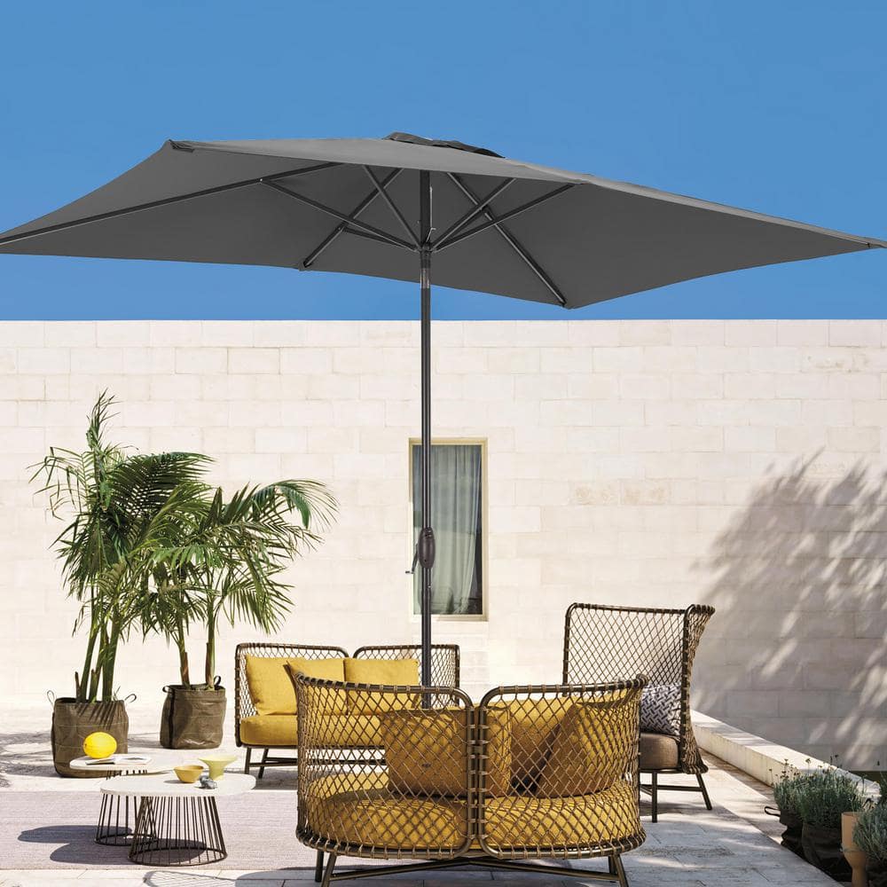 JOYESERY 6 ft. x 9 ft. Outdoor Rectangular Patio Market Umbrella with ...