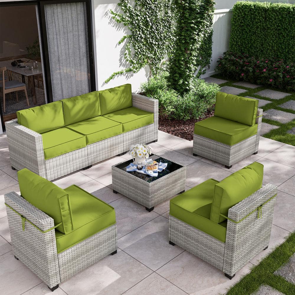 Green rattan garden furniture store
