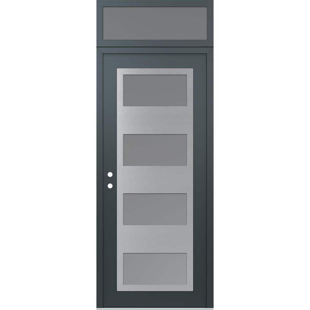 Tessari Doors C2 36 in. x 96 in. Silver P Right-Hand/Inswing Frosted ...