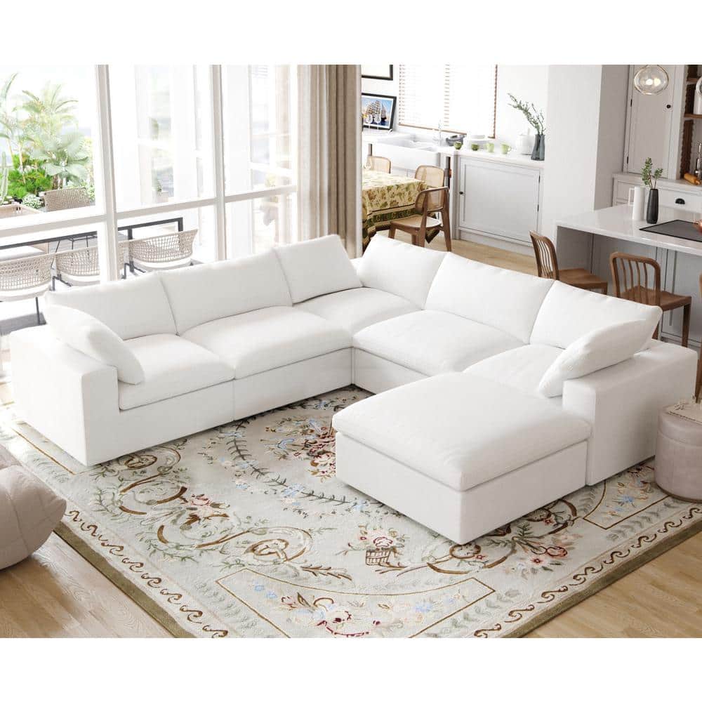 Have a question about Magic Home 120.45 in. Square Arm 6-Piece Linen L ...