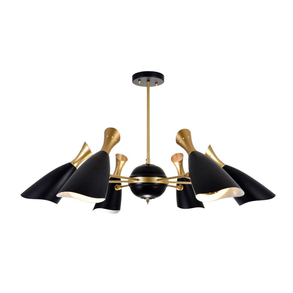 CWI Lighting Rolin 12 Light Down Chandelier With Matte Black & Satin ...