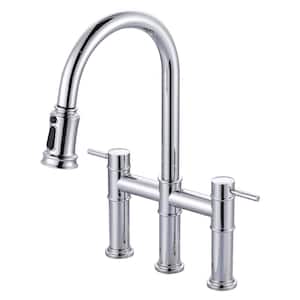 2 Handle Deck-Mount Standard Kitchen Faucet with Pull Out Side Sprayer ...