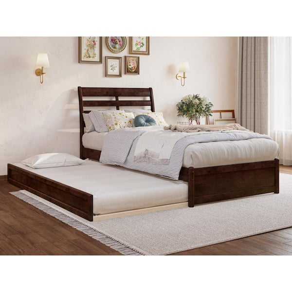 AFI Emelie Walnut Brown Solid Wood Frame Twin XL Platform Bed with ...