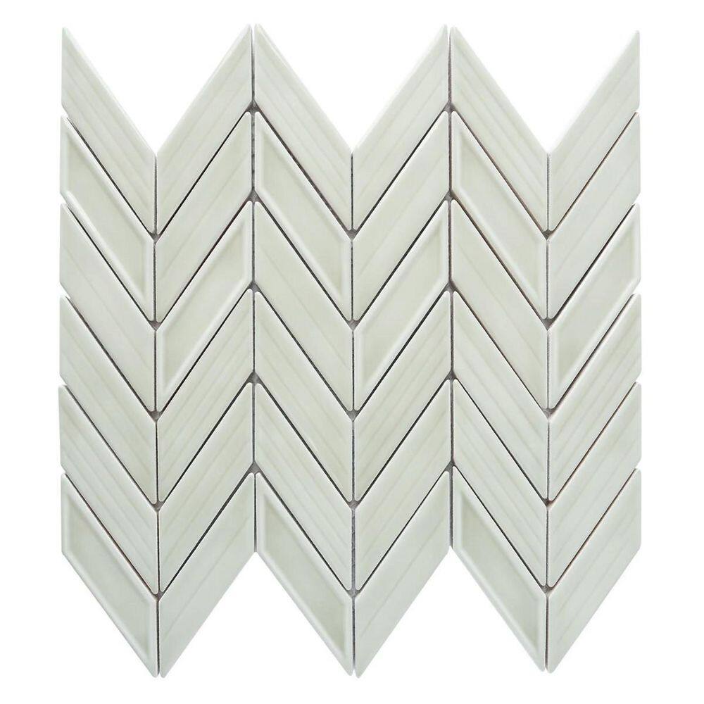 Ivy Hill Tile Medley Chevron Celadon Green 4 in. x 0.35 in. Glossy ...