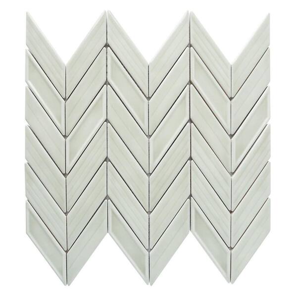 Ivy Hill Tile Medley Chevron Celadon Green 4 in. x 0.35 in. Glossy ...