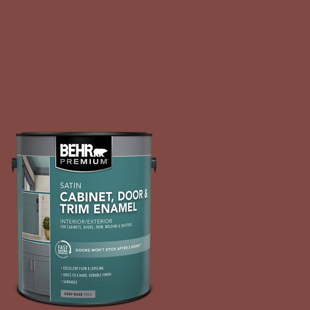 BEHR PREMIUM 1 gal. #SC-112 Barn Red Satin Enamel Interior/Exterior ...