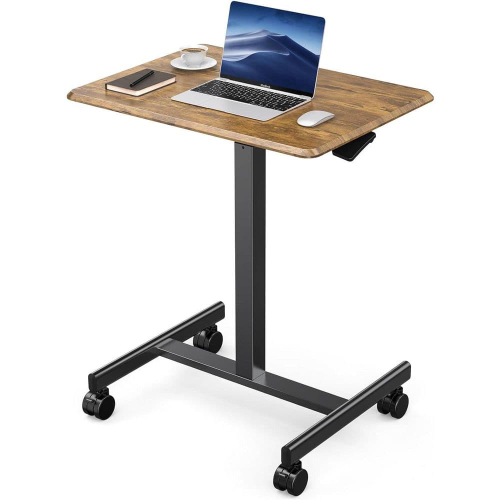 WONDER COMFORT 25.7 in. Brown Small Adjustable Height Laptop Desk with ...