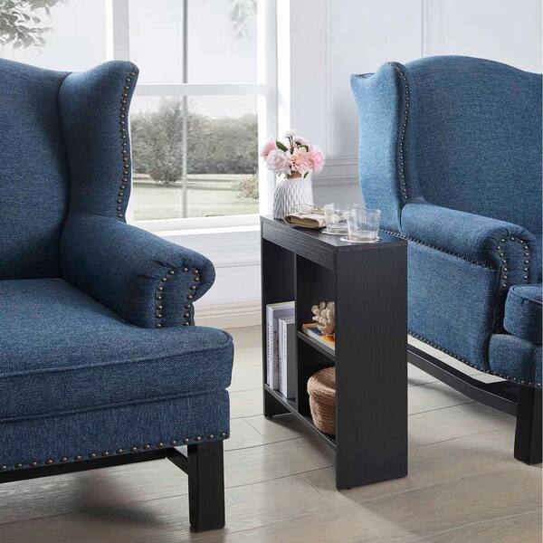 Signature Home SignatureHome Landale 20 in. W Black Finish Rectangle Top Wood End Table With 2 Cup Holders. 8Lx20Wx24H SD2001BL E The Home Depot