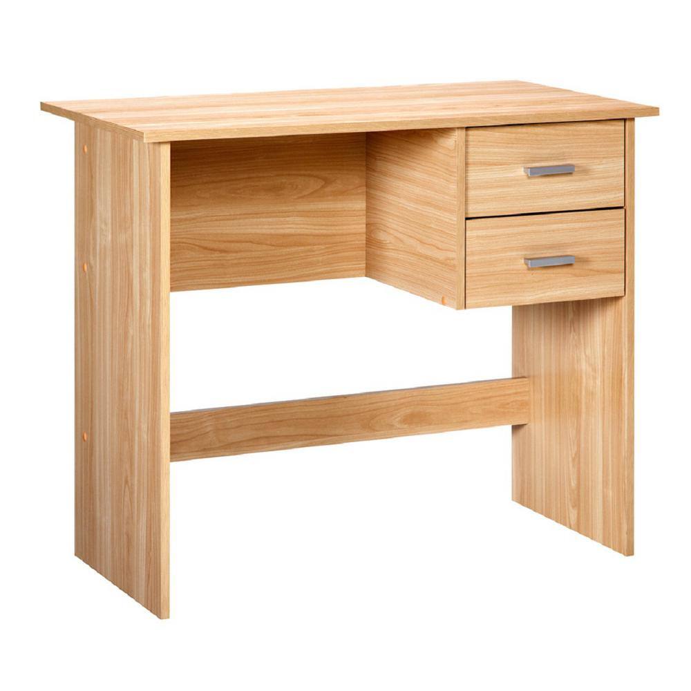 OneSpace 36 in. Rectangular Oak 2 Drawer Writing Desk with Built-In ...