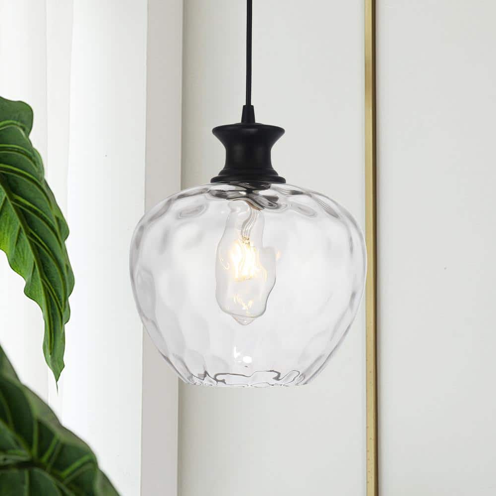 ZJVAIVE 1-Light Black Adjustable Hanging Pendant Light with Water ...
