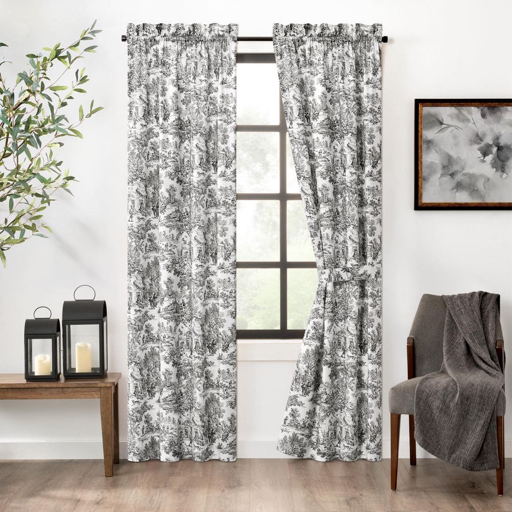 Ellis Curtain Victoria Park Black Cotton Toile Rod Pocket Room ...