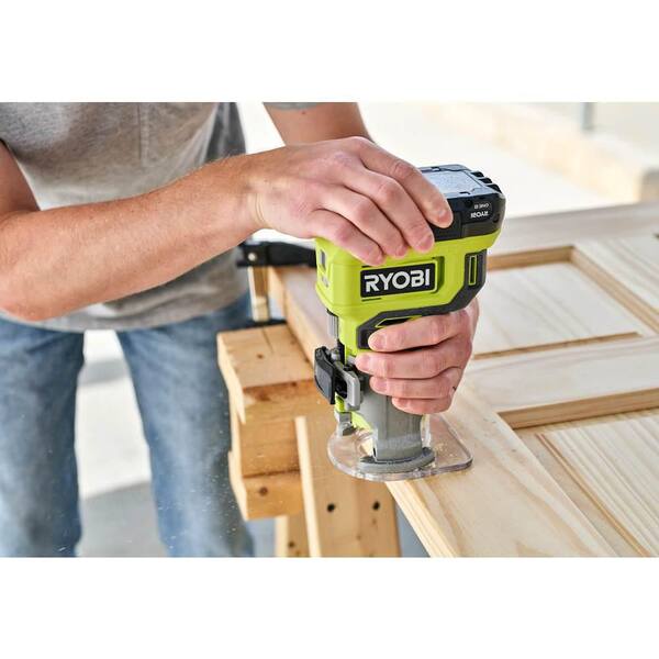 RYOBI ONE+ 18V Cordless Compact Fixed Base Router with 2.0 Ah Battery ...