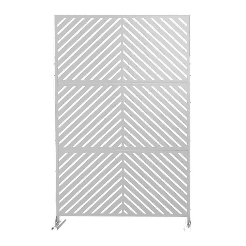 MAYEERTY 1-Piece 72 in. x 47 in. Outdoor White Metal Privacy Panel ...