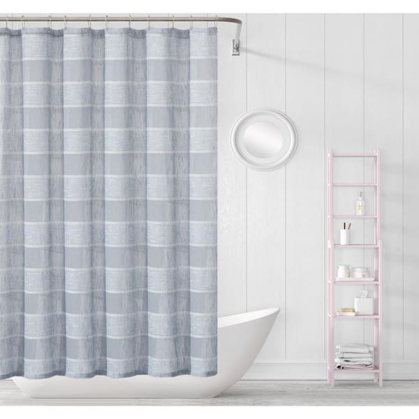 Dainty Home Megan 70 in. x 72 in. Silver Striped Shower Curtain MEGSCSI ...