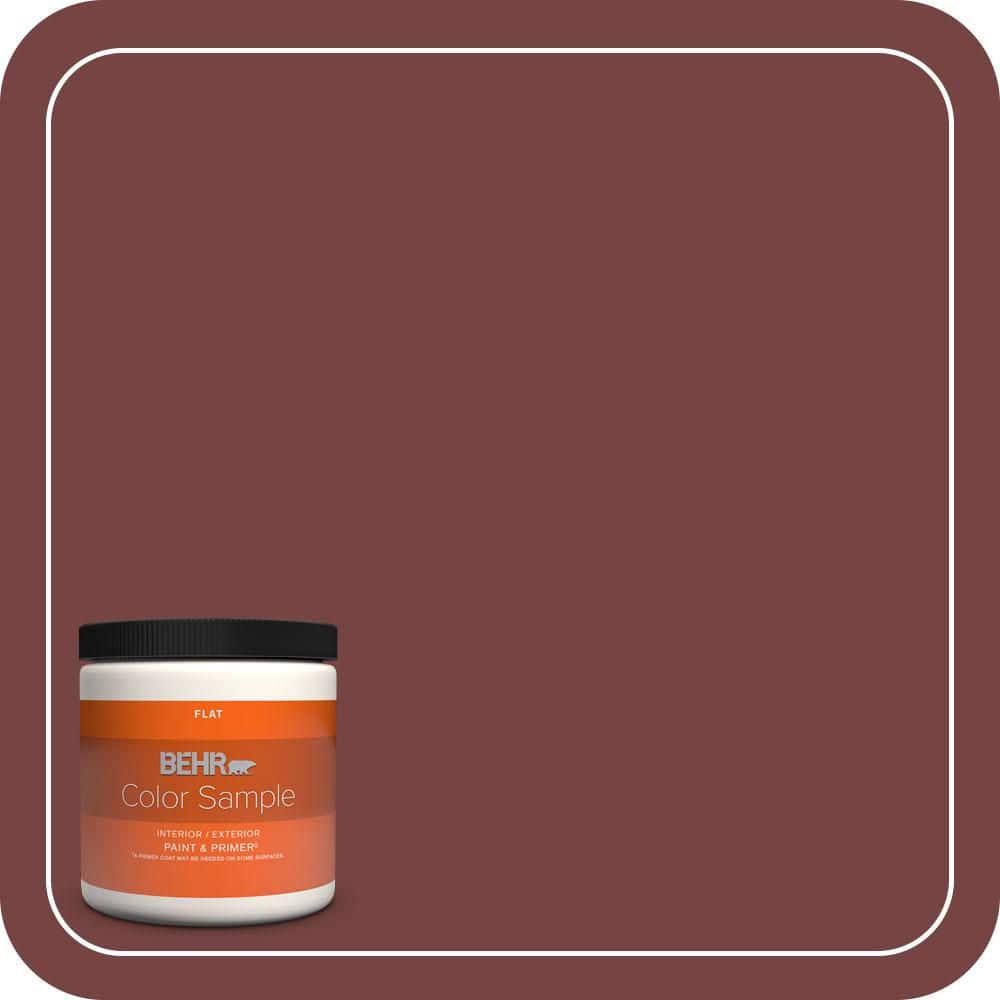 BEHR PREMIUM PLUS 8 oz. #S130-7 Cherry Cola Flat Interior/Exterior ...