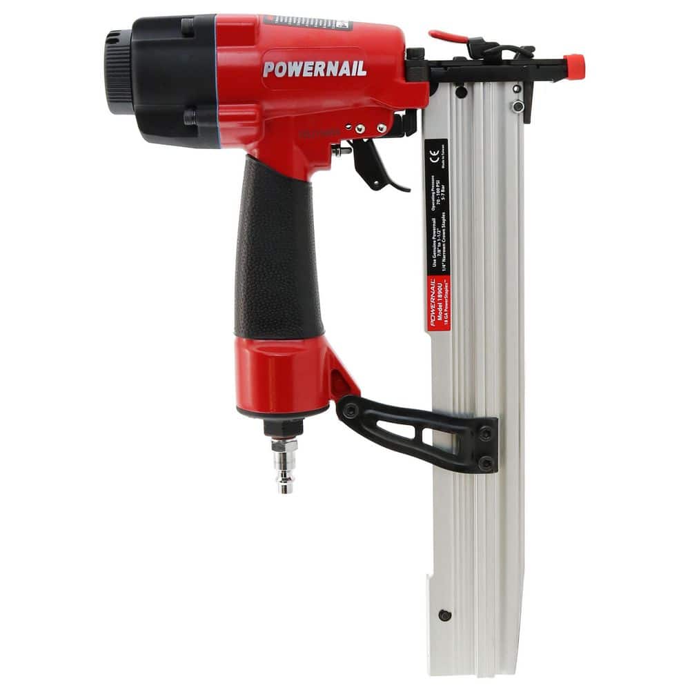 POWERNAIL Pneumatic 18-Gauge 1/4 in. Crown Stapler with Extra Capacity ...