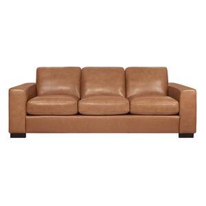 HOMESTOCK 74.5 in. Square Arm Leather Rectangle Sofa set with Sofa ...