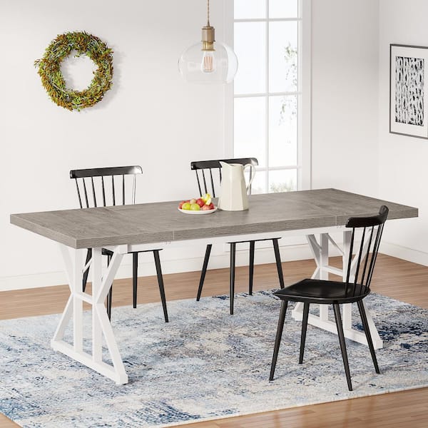 BYBLIGHT Roesler 60-Bottle Grey 70.8 in. Rectangular Dining Table ...