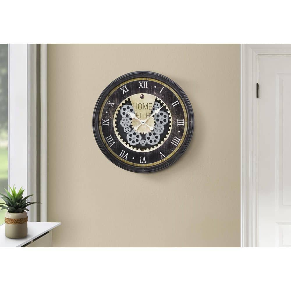 20 in. Round Transitional Dark Brown Analog Wall Clock CKJY2402-DB ...
