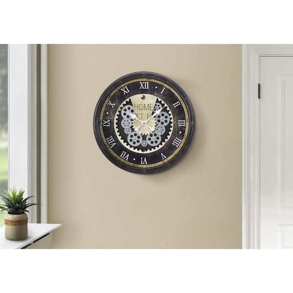 20 in. Round Transitional Dark Brown Analog Wall Clock CKJY2402-DB ...
