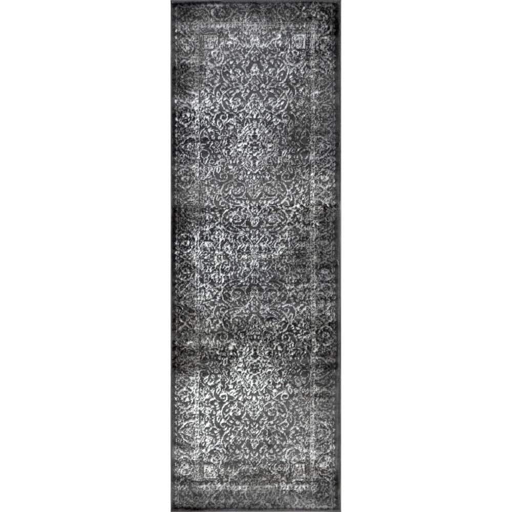 nuLOOM Transitional Dark Gray 2 ft. x 8 ft. Persian Runner Rug LPCT02B ...