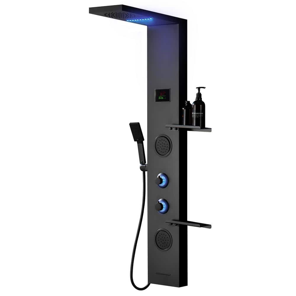 HOMEMYSTIQUE Dual 4-in-1 2-Jet Rainfall Shower Panel System with ...