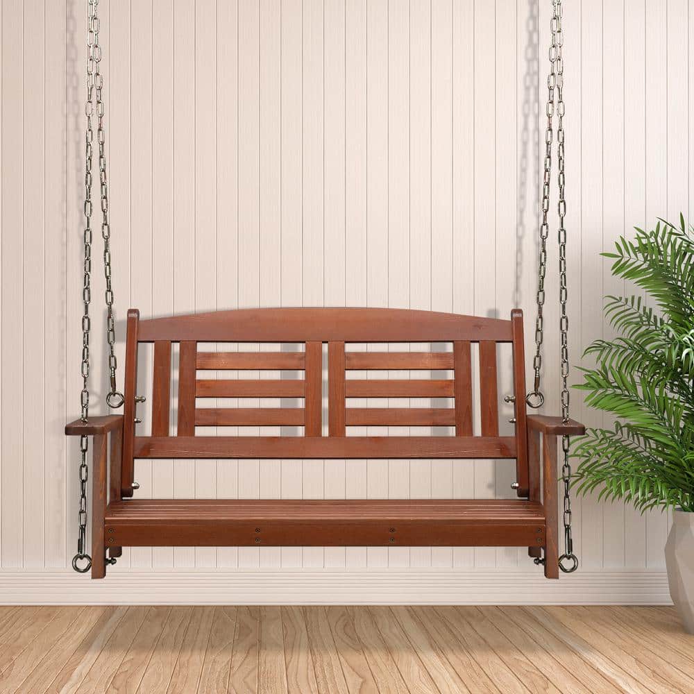 Karl home 2-Person Wood Porch Swing 280034625176 - The Home Depot