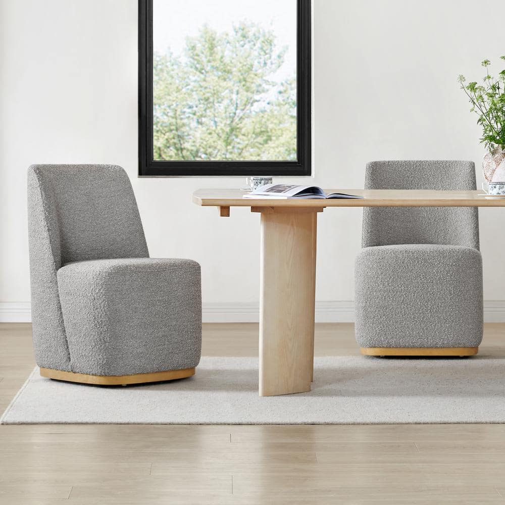 Spruce & Spring Oberon Gray Fabric Modern Dining Chairs with Casters ...