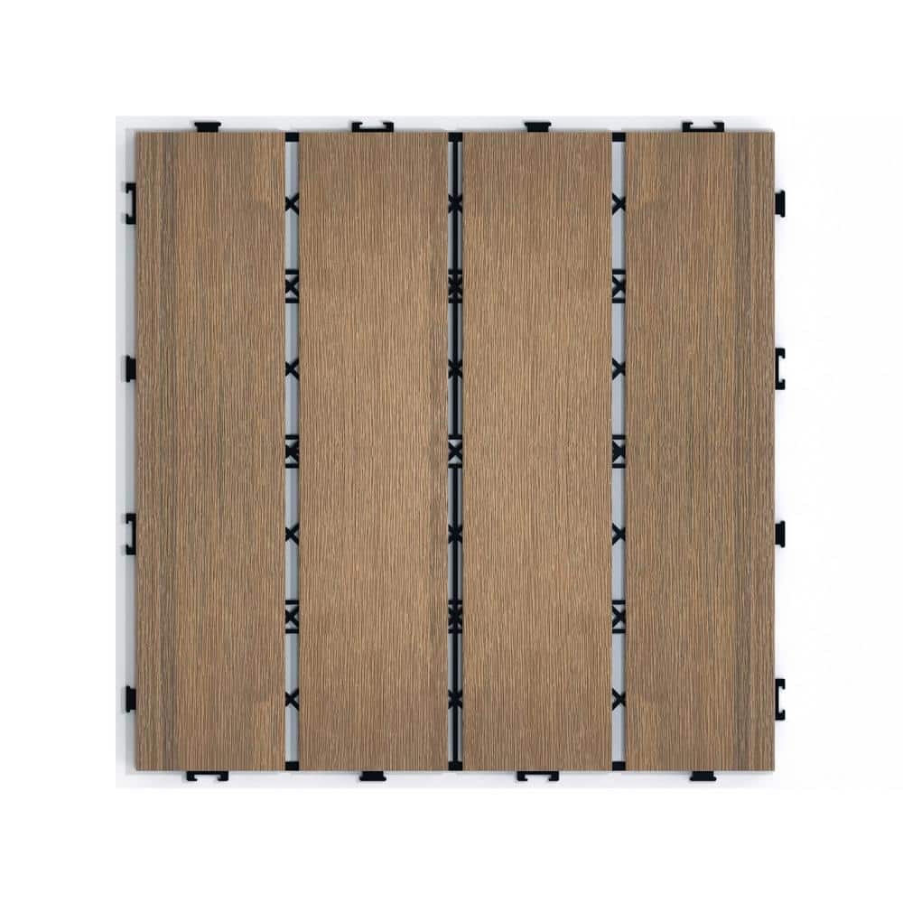 Tidoin Outdoor 1 ft. x 1 ft. Composite Deck Tile in Oak (22 Per Box ...